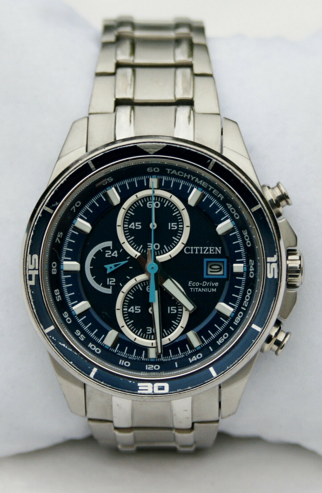 Citizen CA0349-51L Titanium Eco-Drive Watch, Blue Face - Runs Great ...