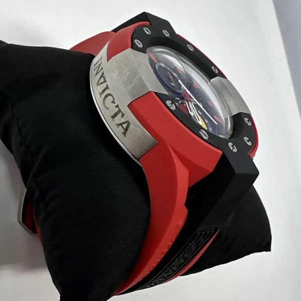 RARE Invicta Men 52mm S1 DIVE TIMER Chrono Black Dial Red & Black Strap ...