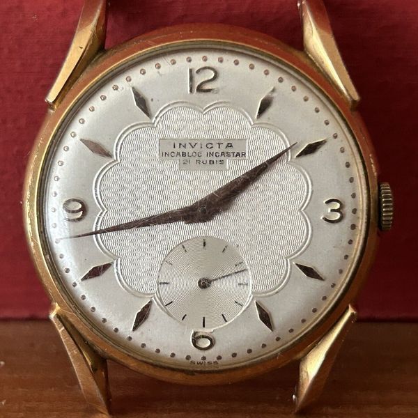 VINTAGE INVICTA INCABLOC INCASTAR 21 JEWEL MANUAL WIND WATCH - SPARES ...