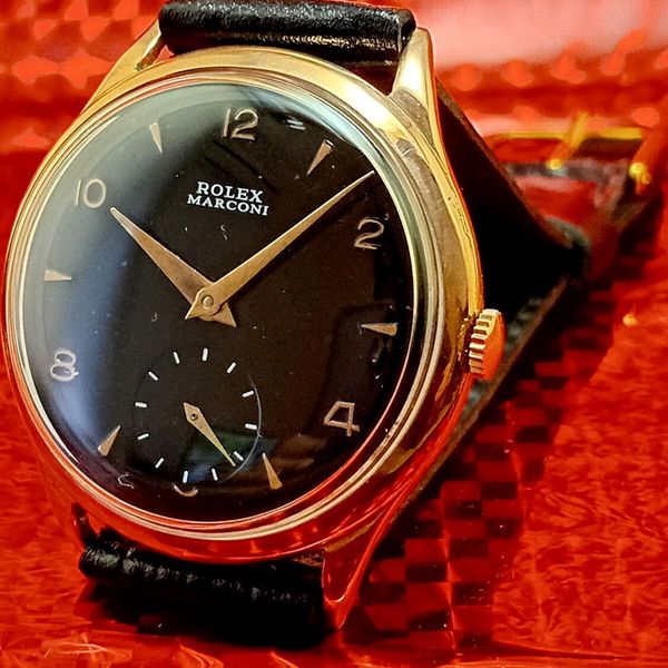 VINTAGE ROLEX MARCONI HAND WINDING BLACK 1950 WRISTWATCH ...