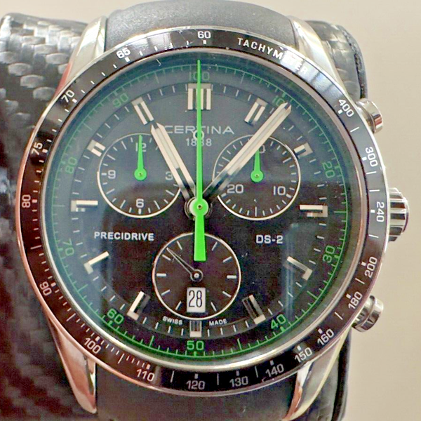 Certina DS-2 Precidrive Chronograph C024.447.11.051.02, 41mm, Black/Green Dial | WatchCharts ...