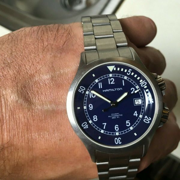 Hamilton Khaki Navy Diver Automatic watch on bracelet Dual Crown ...