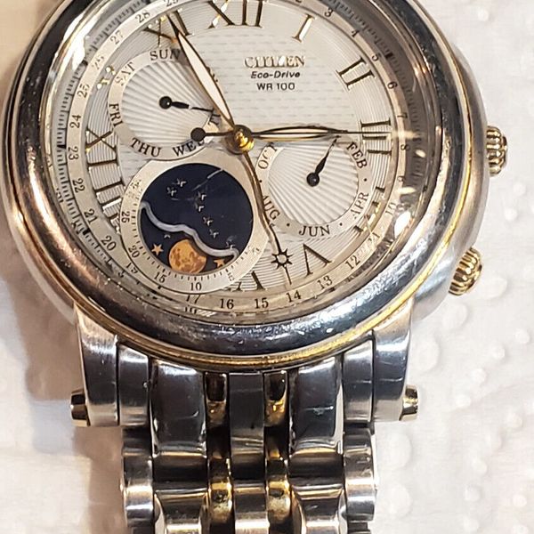 Citizen Men's Caliber 8651 Moon Phase Two Tone WR 100 Eco-Drive Watch ...