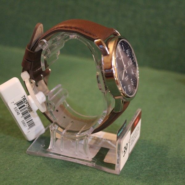 Timex TW2P75900, Men's Easy Reader Brown Leather Watch, Indiglo, Date ...