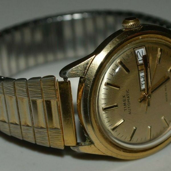 Timex Viscount 1979 Day Date Automatic Watch 37869-10979 37mm Case ...