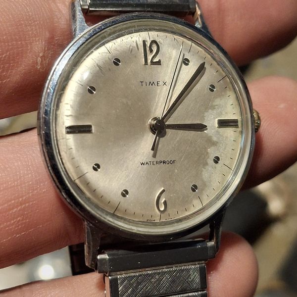 Timex Marlin 1967 Silver Tone Silver Dial Mens Vintage 1960s Mechanical ...