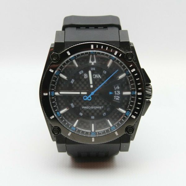 ~AS-IS~ BULOVA ~PRECISIONIST~ QUARTZ CARBON FIBER/STAINLESS STEEL WATCH ...