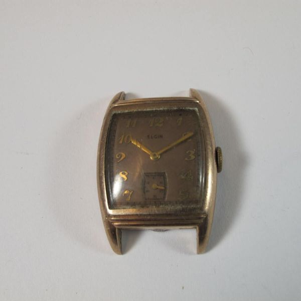 ELGIN MENS ROSE COLOR RECTANGULAR PARTS WATCH WITH CALIBER 554 MILITARY ...