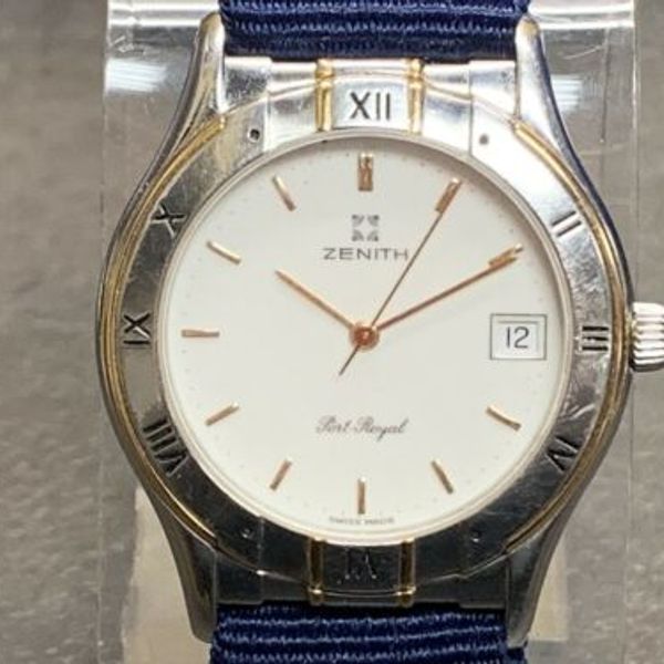 ZENITH Two Tone Stainless Steel PORT ROYAL ROUND Swiss Quartz WATCH 59. ...