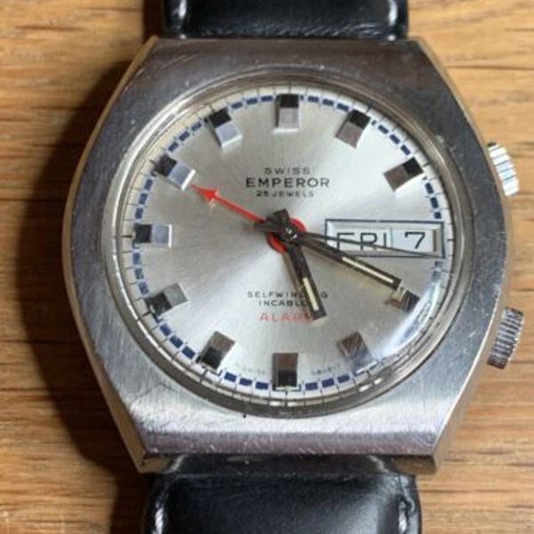Vintage Swiss Emperor Selfwinding Cricket Alarm Incabloc Gents Watch 25 ...