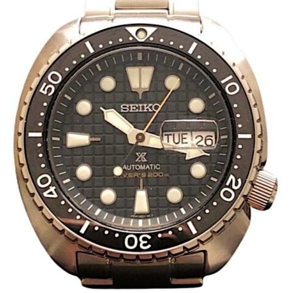 Mens Seiko King Turtle Black Waffle 4R36-06Z0 Automatic Divers wrist ...