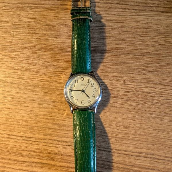 Vintage Timex Quartz Watch Wrist Green Band Running Beautifully ...