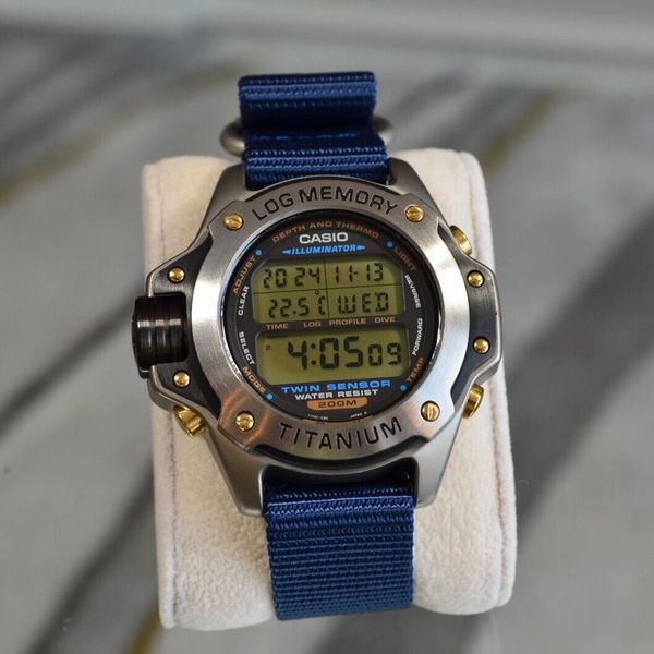 CASIO DEP-700 TITANIUM AIR DIVERS WATCH DEPTH & THERMO SENSOR PROTREK ...