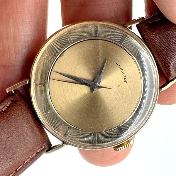 VINTAGE 1950's HAMILTON ORIGINAL CLEAN DIAL GOLD FILLED cal 735 MANUAL ...