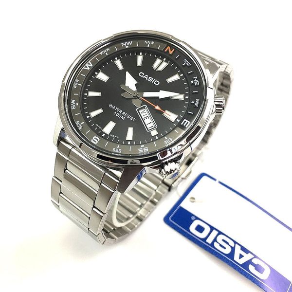 Casio MTD130D-1A4 Men's Pilot Aviator Style MTD-130D Black Dial Steel ...