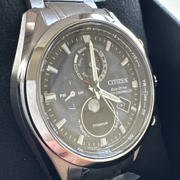 Citizen Mens Titanium Perpetual Calendar Eco-Drive Silver Watch 43 MM ...