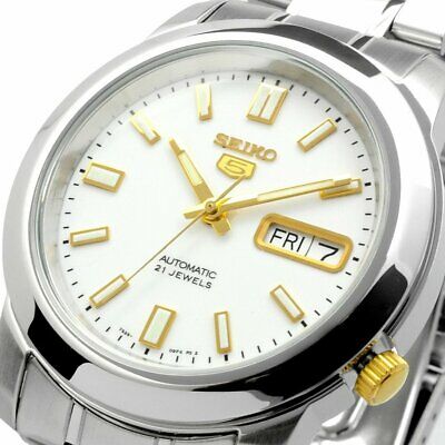 SEIKO 5, SNKK07K1, AUTOMATIC, DATE & DAY, WHITE DIAL FACE, STEEL BAND ...