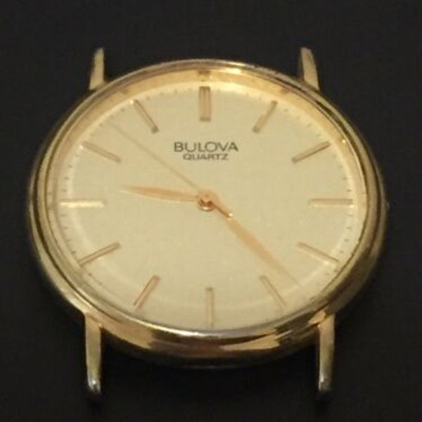 1986 Mens Vintage BULOVA WATCH CO P6 QUARTZ Gold Plated Watch 32mm x ...