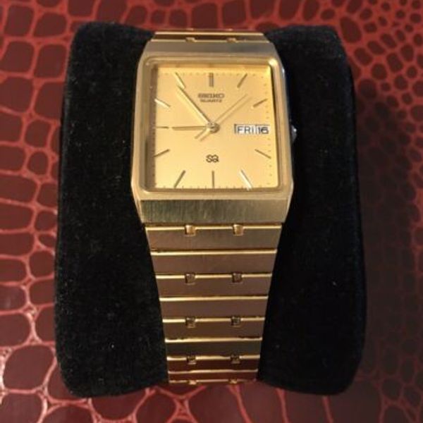 Vintage Seiko 5H23-5A00 Tank Style Mens Gold Tone Dress Watch | WatchCharts Marketplace