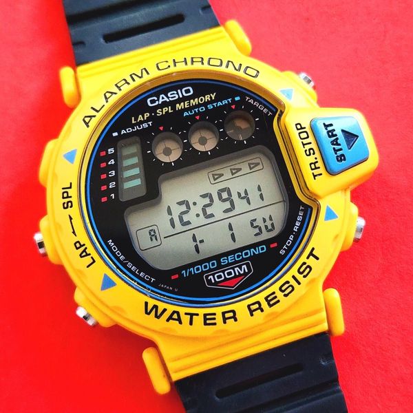 Casio Alarm Chronograph Watch Rare Yellow Vintage Retro 1/1000 CBX-1000 ...
