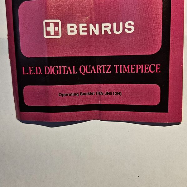 VINTAGE BENRUS RED LED WATCH WITH BOX AND INSTRUCTIONS- USED ...