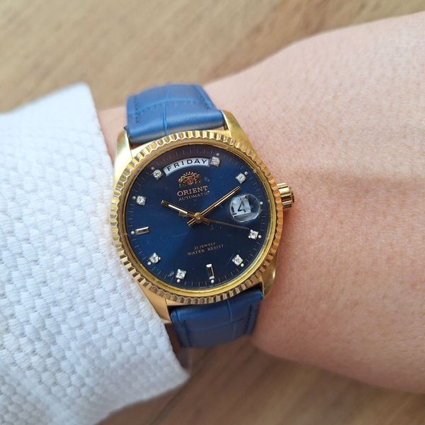 Ultra rare Orient President day date Mechanical classic blue Automatic ...