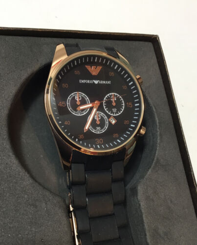 EMPORIO ARMANI AR 5867 251105 BLACK GOLD Silicone Strap Gents Watch WatchCharts Marketplace