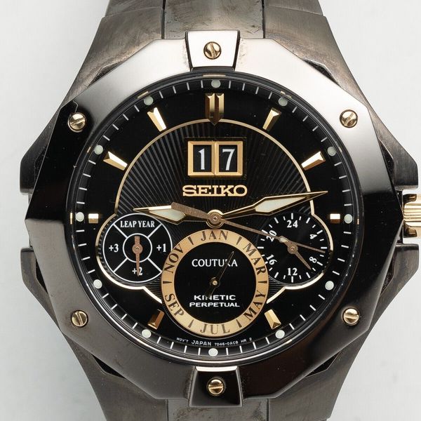 SEIKO SNP017 Coutura Kinetic Perpetual Calendar Black Men's Watch ...