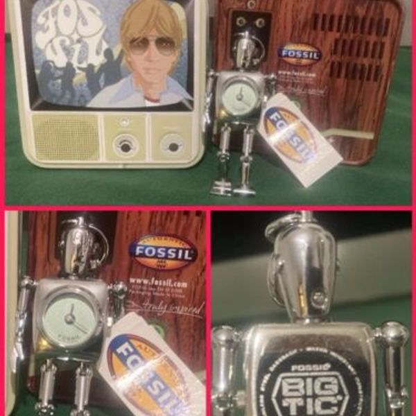 Rare Vintage FOSSIL : BNWB : BIG TIC Moveable Robot Keychain Watch ...