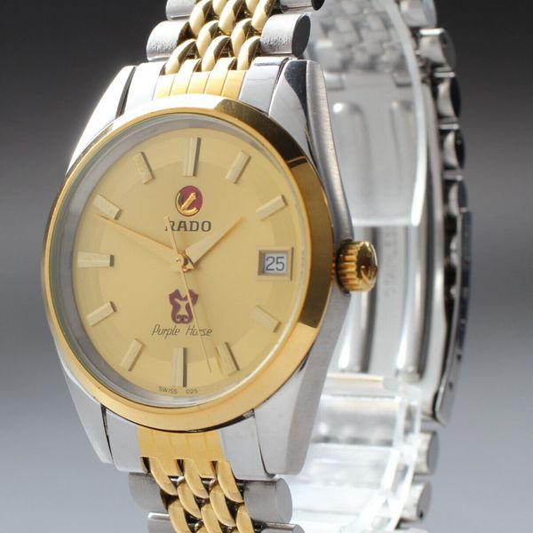 â ¶RARE [NEAR MINT] RADO Purple Horse 633.3672.4 Gold Dial Menâ s AT Watch JPN T648 ...