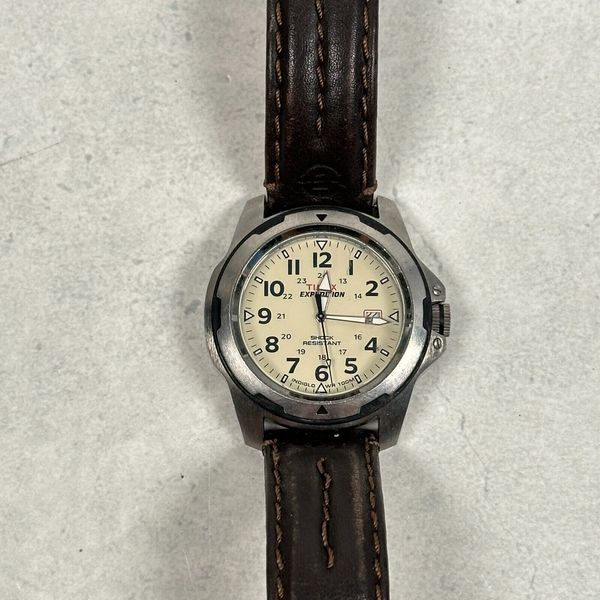 Timex Expedition Watch Mens 39mm Date Indiglo Silver Tone Leather New Battery | WatchCharts ...