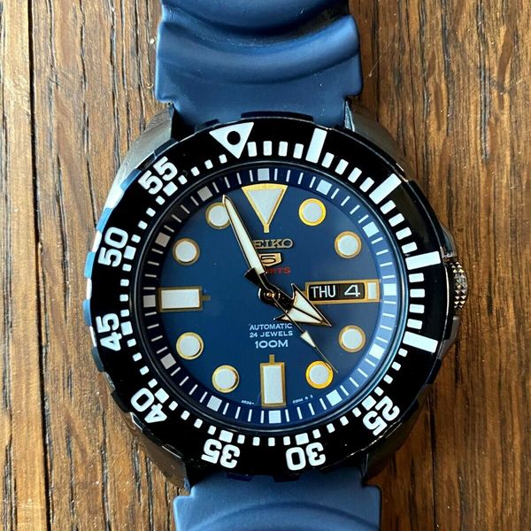 Seiko 5 Sports Automatic SRP605K2 Blue Dial Blue Rubber Band Men's ...