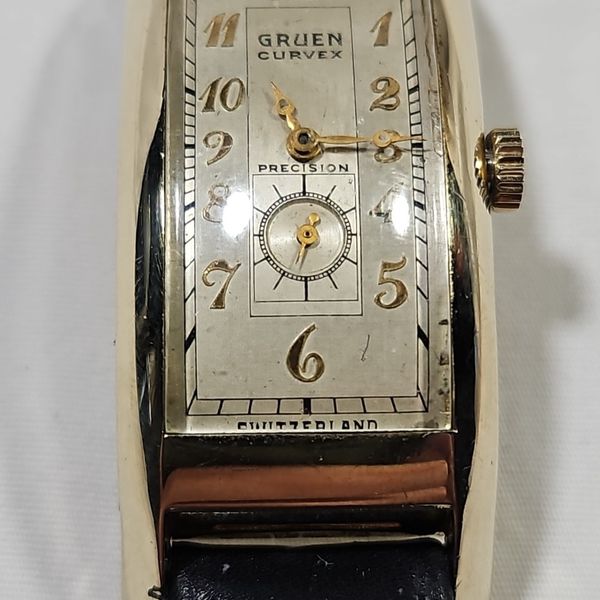 B335 Vintage Manâ s GRUEN CURVEX Nice Dial 14k Gold Filled 17j Running ...