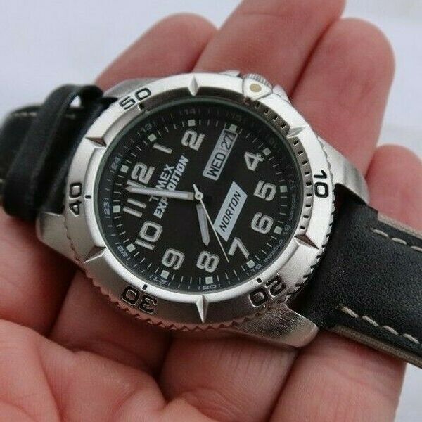 NICE Men's Timex Expedition Watch Wristwatch Day Date Norton Indiglo ...