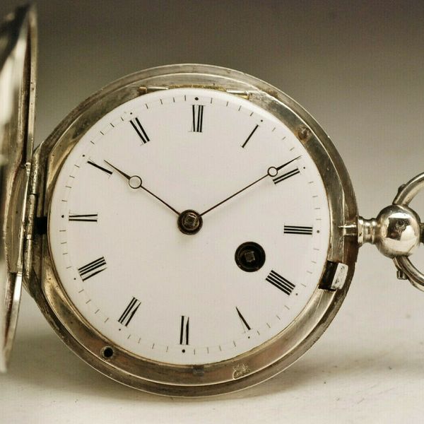 Ancienne montre gousset coq ARGENT VINTAGE ANTIQUE SILVER FUSEE POCKET ...