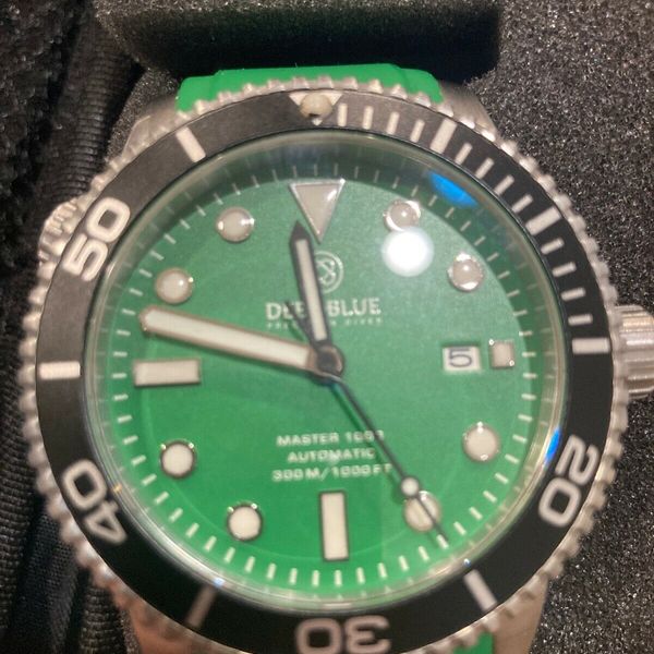 Deep Blue Master 1000 Automatic Diver BLACK Bezel Green DIAL 20/30/40 ...