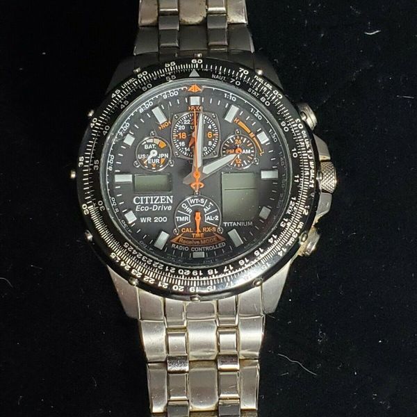 CITIZEN ECO DRIVE TITANIUM SKYHAWK FOR PARTS WR 200 WATCH U600 46MM ...