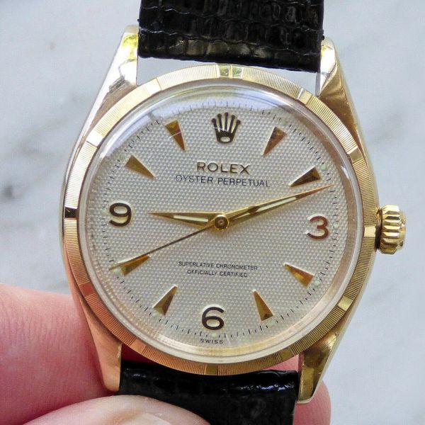 MEN'S RARE 1957 ROLEX TROPICAL 6565 / 6567 SOLID GOLD WITH STEEL BACK ...