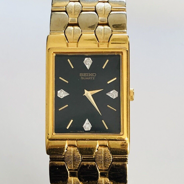 Vintage Seiko Men's Tank Quartz Gold Tone Dress Watch Runs and Keeps time SK | WatchCharts ...