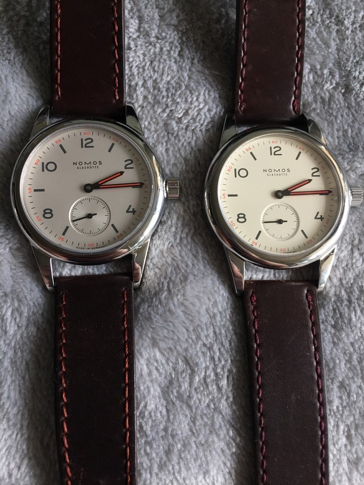 FS : Nomos Club 36mm Ref. 703 * Cream dial & Sapphire display Back ...