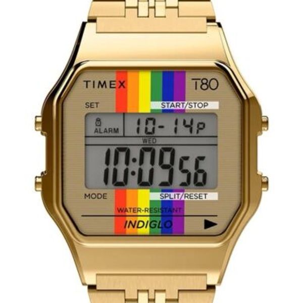 TimeX T80 Rainbow 34mm Stainless Steel Gold Bracelet Watch ...