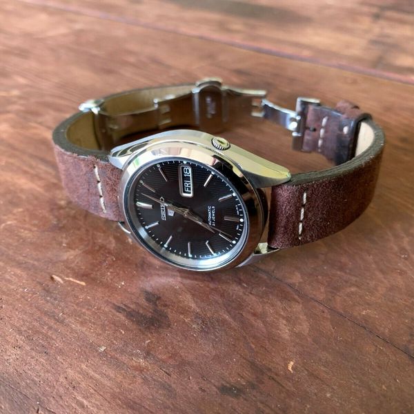 Seiko SNKL23 Automatic Watch with Distressed Leather Strap ...