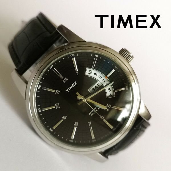 Timex T2K631 Indiglo Perpetual calendar men's quartz watch date ...