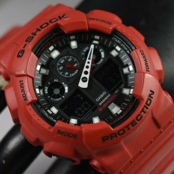 Casio G-Shock RED/BLACK Men's Watch GA-100B NEW BATTERY! | WatchCharts ...