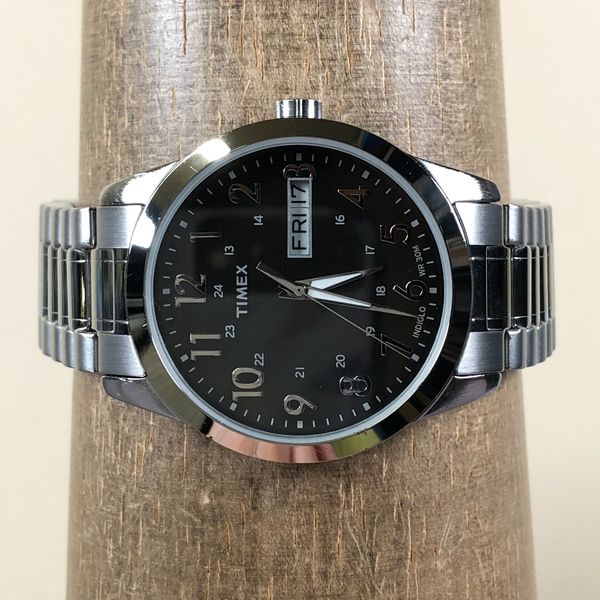Timex Men T2M932 Day Date Silver Expansion Band Quartz Analog 36mm ...