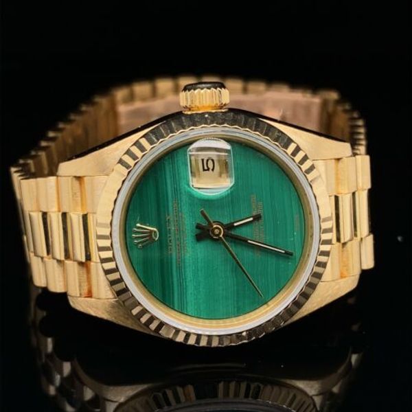 Rolex 69178 Rare Malachite Teal Green Dial Datejust Ladies 18k Gold ...