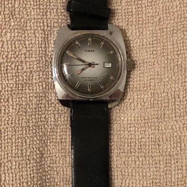 Men's Vintage Timex Automatic Watch - Silver Tone/ Date/ Square ...