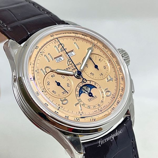 FS.BNIB BREITLING PRIMIER B25 DAYTORA SALMON DIAL COMPLETE CALENDAR ...