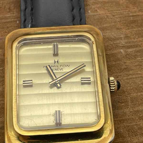 Vintage Hamilton Geneve Mechanical Gold Plate Bezel watch--working ...