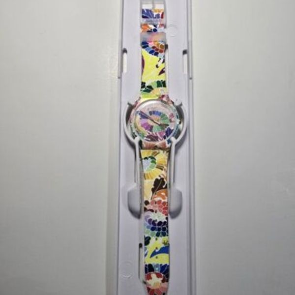 LIMITED Swiss Swatch FLOWERFOOL Multicolor Floral Print Silicone Watch ...